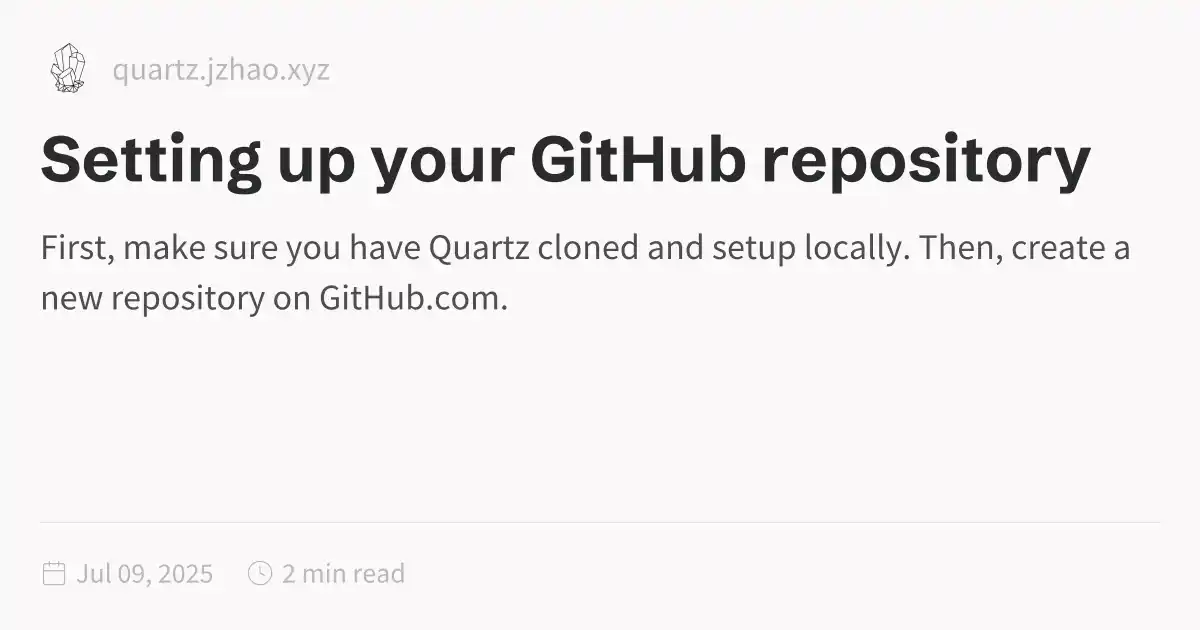 Setting up your GitHub repository Setting up your GitHub repository